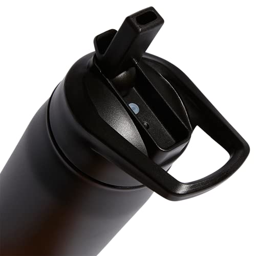 adidas 600 ML (20 oz) Straw Top Metal Water Bottle, Hot/Cold Double-Walled Insulated 18/8 Stainless Steel, Black/Onix Grey, One Size
