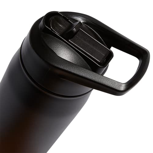 adidas 600 ML (20 oz) Straw Top Metal Water Bottle, Hot/Cold Double-Walled Insulated 18/8 Stainless Steel, Black/Onix Grey, One Size