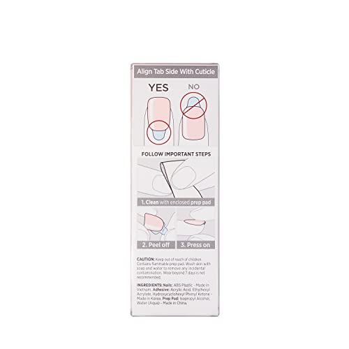 KISS imPRESS Color Press-On Nails Polish-Free Manicure Set, ‘Serendipity’, 30 Chip-Proof, Smudge-Proof Fake Nails
