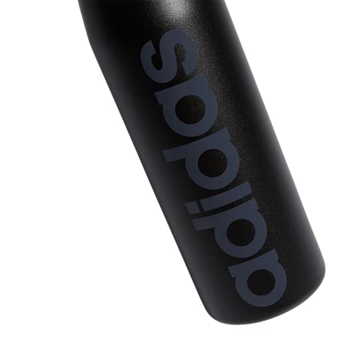 adidas 600 ML (20 oz) Straw Top Metal Water Bottle, Hot/Cold Double-Walled Insulated 18/8 Stainless Steel, Black/Onix Grey, One Size