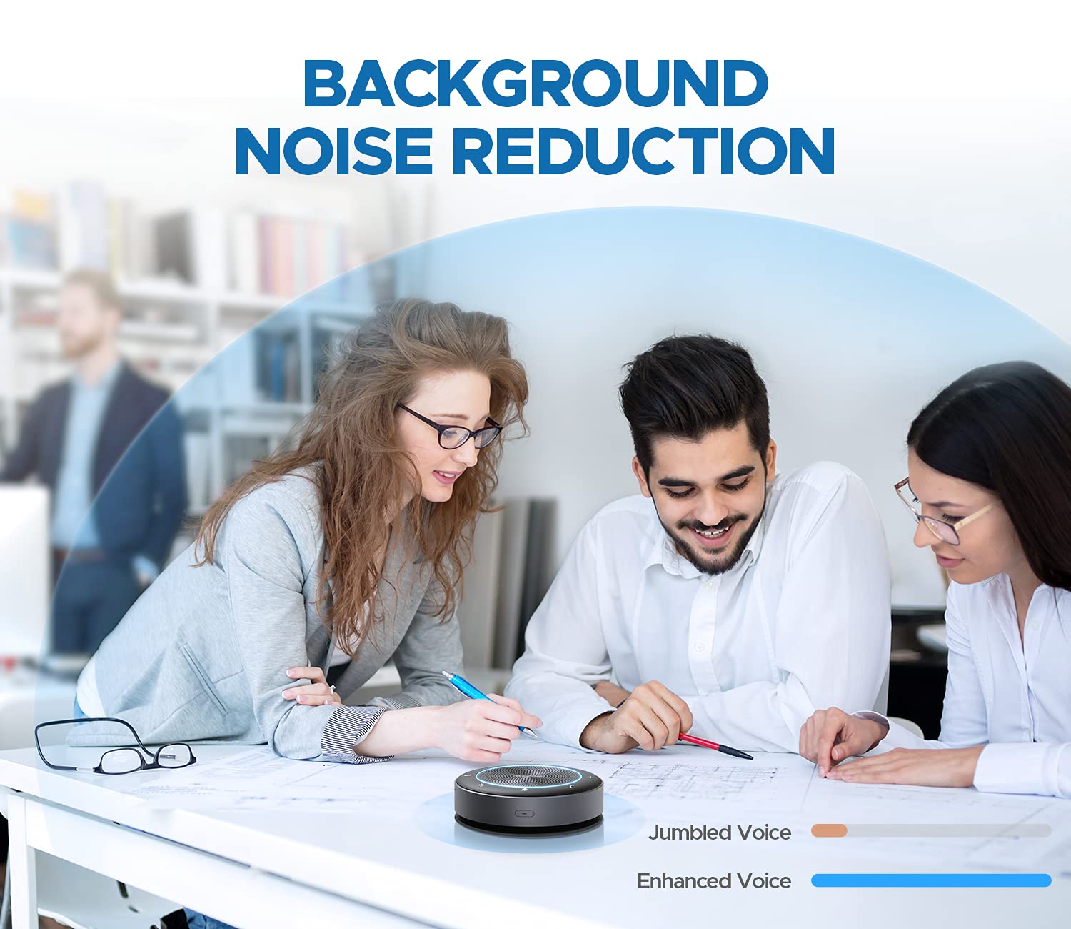 Enther&MAXHUB Bluetooth Speakerphone,USB Conference Speaker with 6 Microphones, Enhanced 360° Voice Pickup and Noise Reduction,16 Ft Pickup Distance,Home Office
