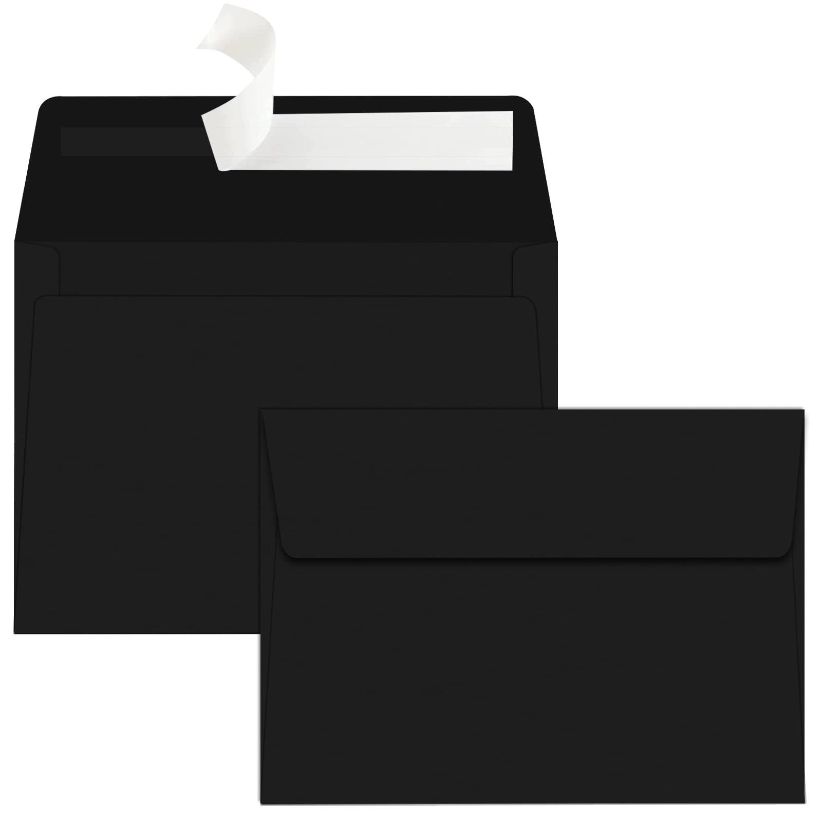 YINUOYOUJIA 50 Packs of A7 envelopes for invitation, Black 5x7 envelopes for Cards-Self Seal, Square Flap, Great for Wedding, Baby Shower, Mailing, Birthday Party