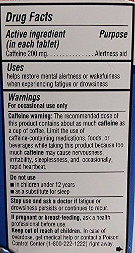 Equate Stay Awake Caffeine Alertness Aid, 80 Tablets, 200 mg