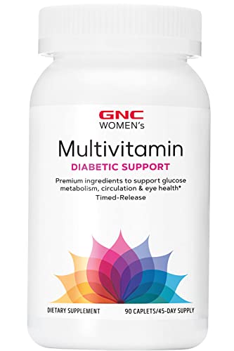 GNC Women's Diabetic Support Multivitamin | Maintain Healthy Blood Sugar Levels Plus Targeted Eye, Nerve and Cardiovascular Function | Daily Vitamin Supplement | 90 Caplets