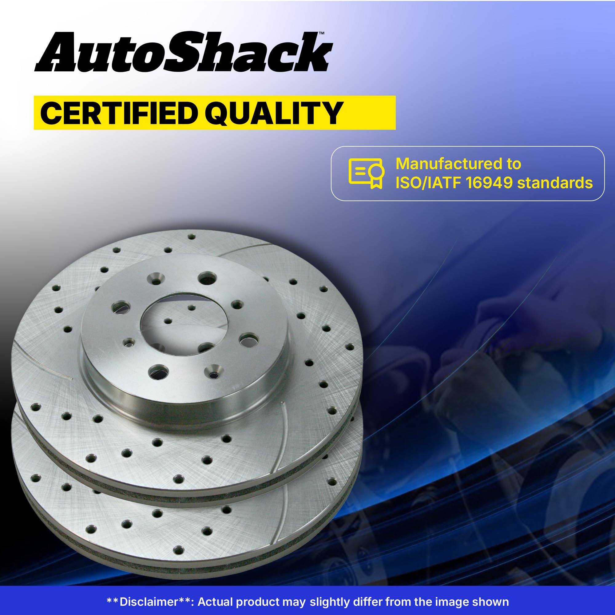 AutoShack Front Drilled Slotted Brake Rotors Silver Pair of 2 Driver and Passenger Side Replacement for 2009 2010 2011 Nissan Murano 2009-2014 2016-2023 Maxima 3.5L V6 AWD FWD PR41529DSZPR