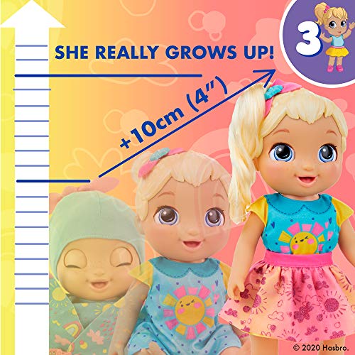 Baby Alive Baby Grows Up (Happy) - Happy Hope or Merry Meadow, Growing and Talking Baby Doll, Toy with 1 Surprise Doll and 8 Accessories , Blue