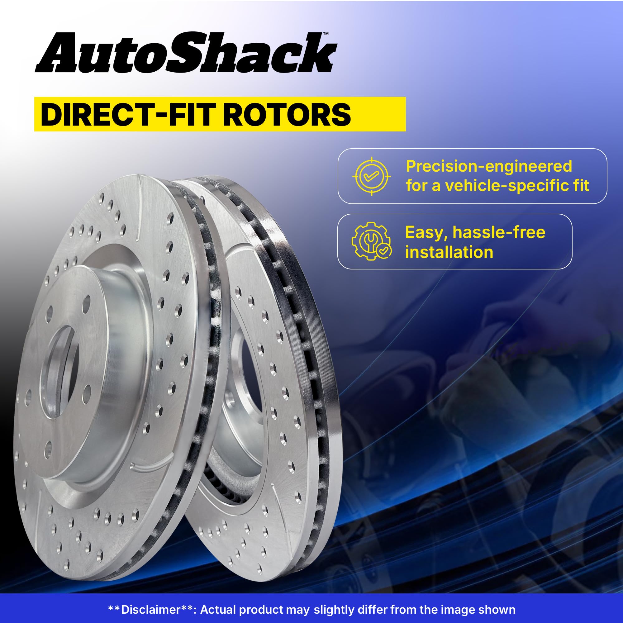 AutoShack Front Drilled Slotted Brake Rotors Silver Pair of 2 Driver and Passenger Side Replacement for 2009 2010 2011 Nissan Murano 2009-2014 2016-2023 Maxima 3.5L V6 AWD FWD PR41529DSZPR