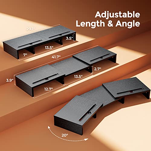 LORYERGO Dual Monitor Stand - Adjustable Computer Stand with Slot for Tablet & Cellphone, 44 lbs Capacity