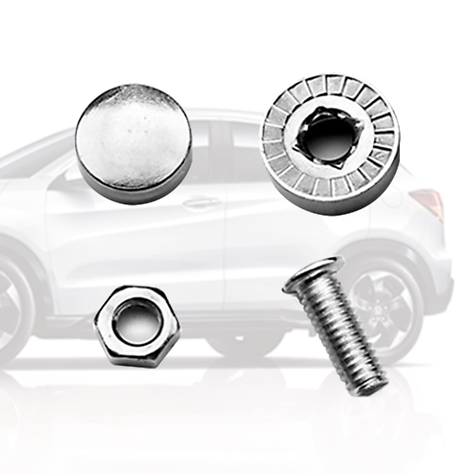 jeseny 16 PCS License Plate Fasteners Screws Rust Resistant Stainless Steel Screws, Screw Caps Covers Fasteners for License Plate Frame Zinc Alloy Buckle Car Motor Fixed Buckle