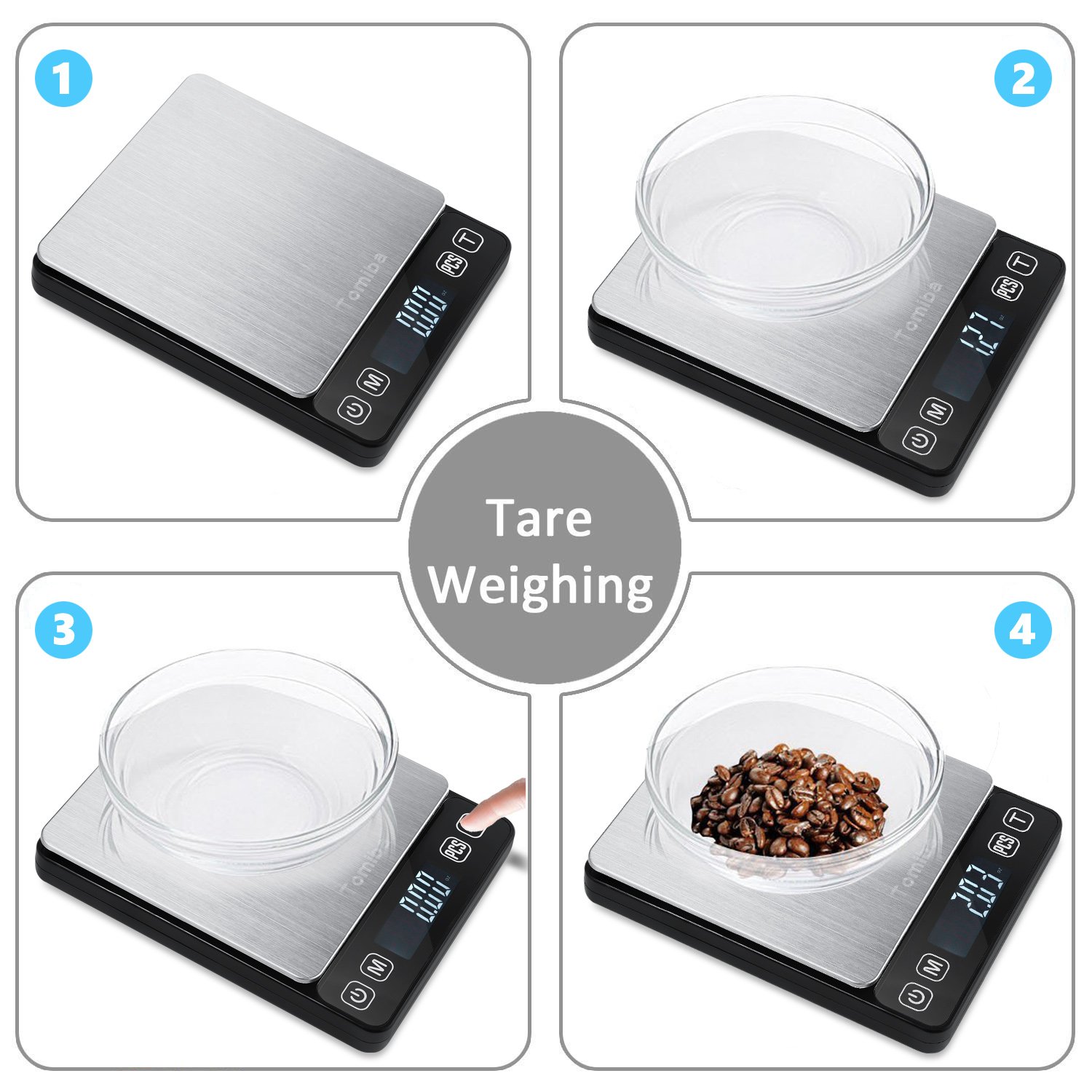 Digital Touch Pocket Scale 0.01oz - Tomiba 3000g Small Portable Electronic Precision Scale (0.1g) Resolution 2 AAA Batteries Included