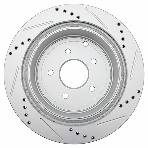 VIRAZE 2pcs Disc Brake Rotor Set Rear Left Driver and Right Passenger Side Coated Cast Iron Performance Drilled and Slotted 2882970058