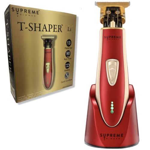 Supreme Trimmer Hair Trimmer ST5220 Beard Trimmer for Men, Professional Barber Liner Cordless Hair Clipper β Red T-Shaper Li