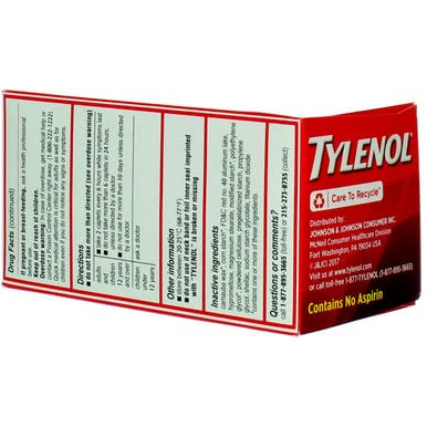 Tylenol Extra Strength Caplets, 500mg - 100 ct, Pack of 4