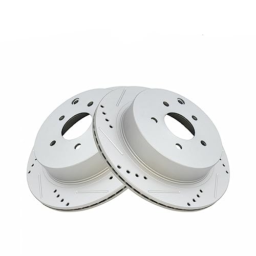VIRAZE 2pcs Disc Brake Rotor Set Rear Left Driver and Right Passenger Side Coated Cast Iron Performance Drilled and Slotted 2882970058