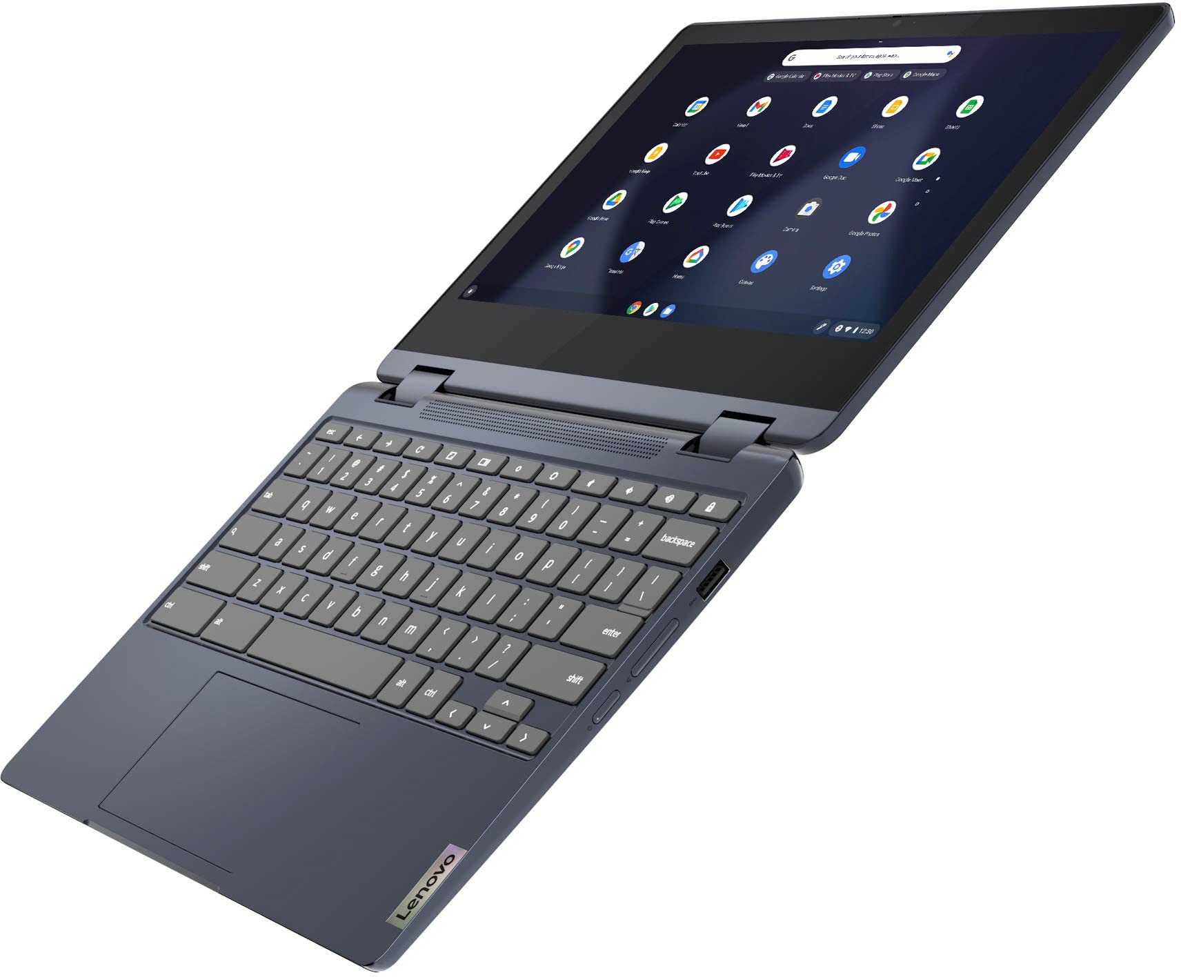 Lenovo Flex 3 11" 2-in-1 IPS Touchscreen Chromebook Laptop, MediaTek MT8183, 4GB Memory, 128GB Storage(64GB eMMC Plus 64GB Card), WiFi 6, Bluetooth, Webcam, Chrome OS, Abyss Blue | TGCD Bundle