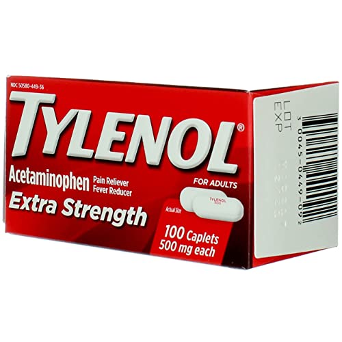 Tylenol Extra Strength Caplets, 500mg - 100 ct, Pack of 4