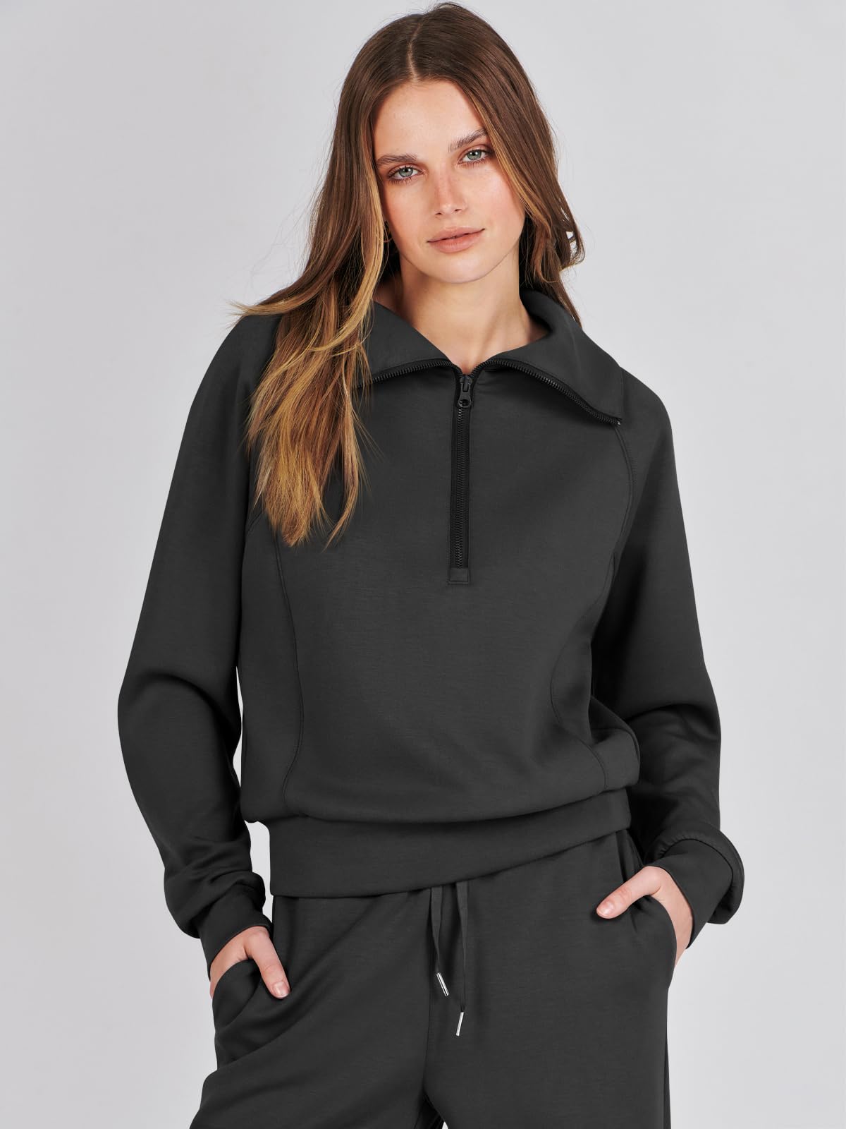 Prinbara Women 2 Piece Outfits Lounge Sets 2024 Winter Oversized Sweatshirt Wide Leg Pant Casual Matching Sweat Set Tracksuit Black Small