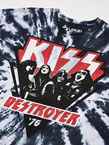 Liquid Blue unisex adult Kiss Destroyer 1976 Tie Dye Short Sleeve T-shirt T Shirt, Multi Colored Tie Dye, Large US