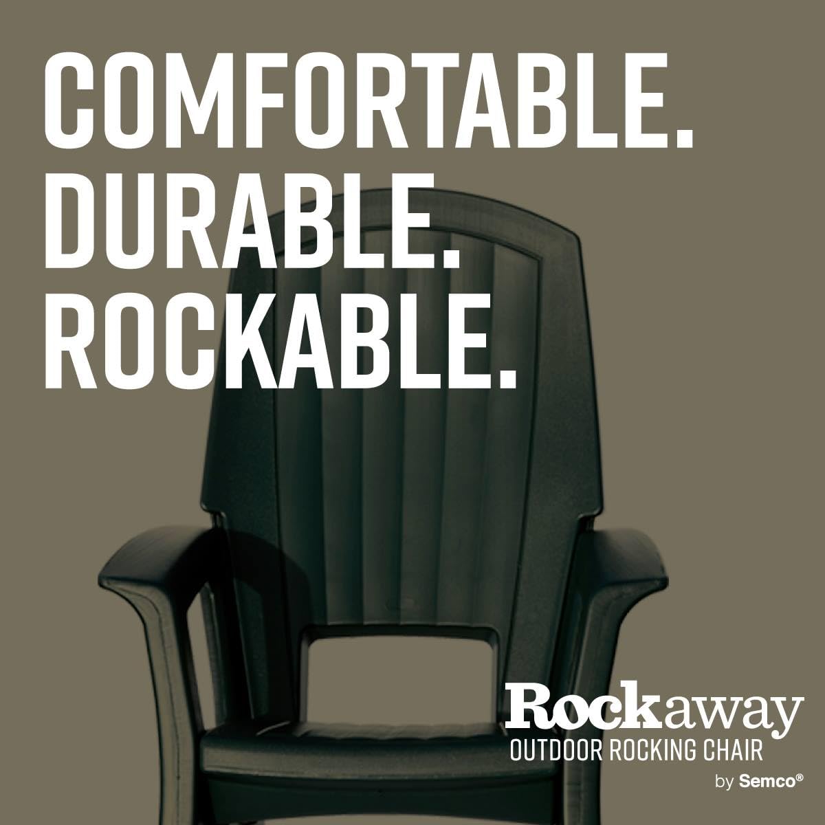 Semco Plastics Rockaway Heavy Duty Polyethylene All Weather Outdoor Rocking Chair with Backrest and Armrests for Porch, Deck and Patio, Green