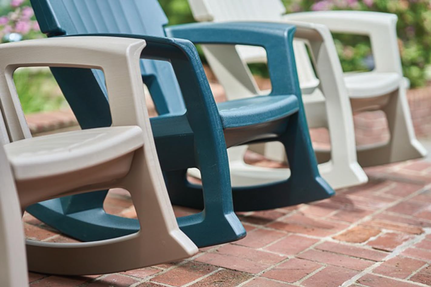Semco Plastics Rockaway Heavy Duty Polyethylene All Weather Outdoor Rocking Chair with Backrest and Armrests for Porch, Deck and Patio, Green