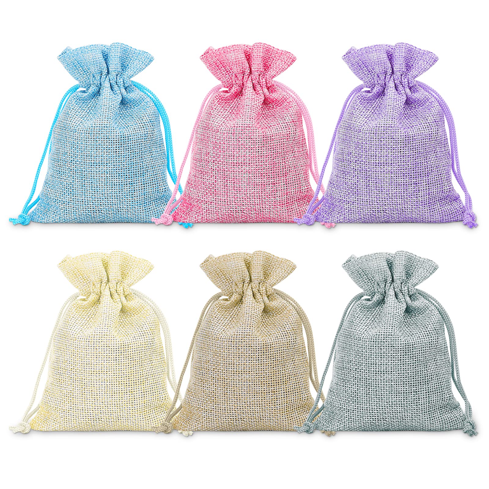 BeiLeiNiceHK 30pcs Small Burlap Bags With Drawstring, Gift Pouches,Drawstring Burlap Bags,Jewelry Bag,Small Gift Bags,Christmas Bags 6 Colors