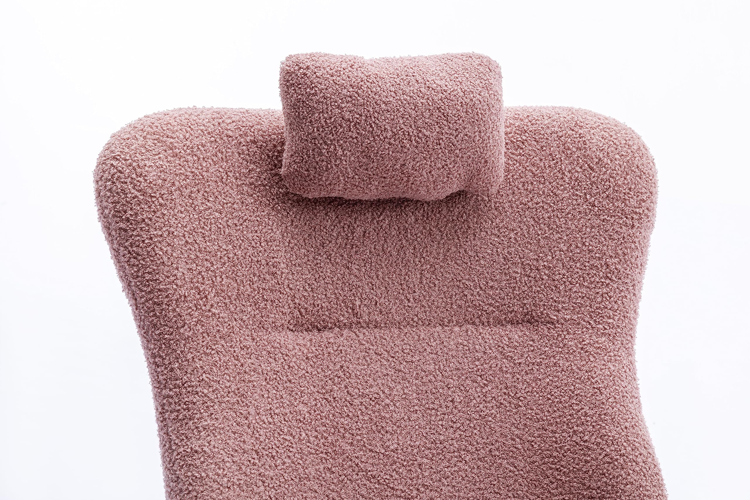 Lepfun 35.5 inch Casual, Soft Teddy Velvet Fabric Rocking Chair for Nursery,Comfy Wingback Glider Rocker with Safe Solid Wood Base for Living Room Bedroom and Balcony,Pink