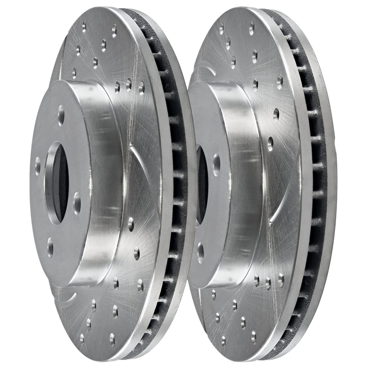 AutoShack Front Drilled Slotted Brake Rotors Silver Pair of 2 Driver and Passenger Side Replacement for 2007-2012 Nissan Sentra Versa 2009-2014 Cube 1.8L 2.0L FWD PR41465DSZPR