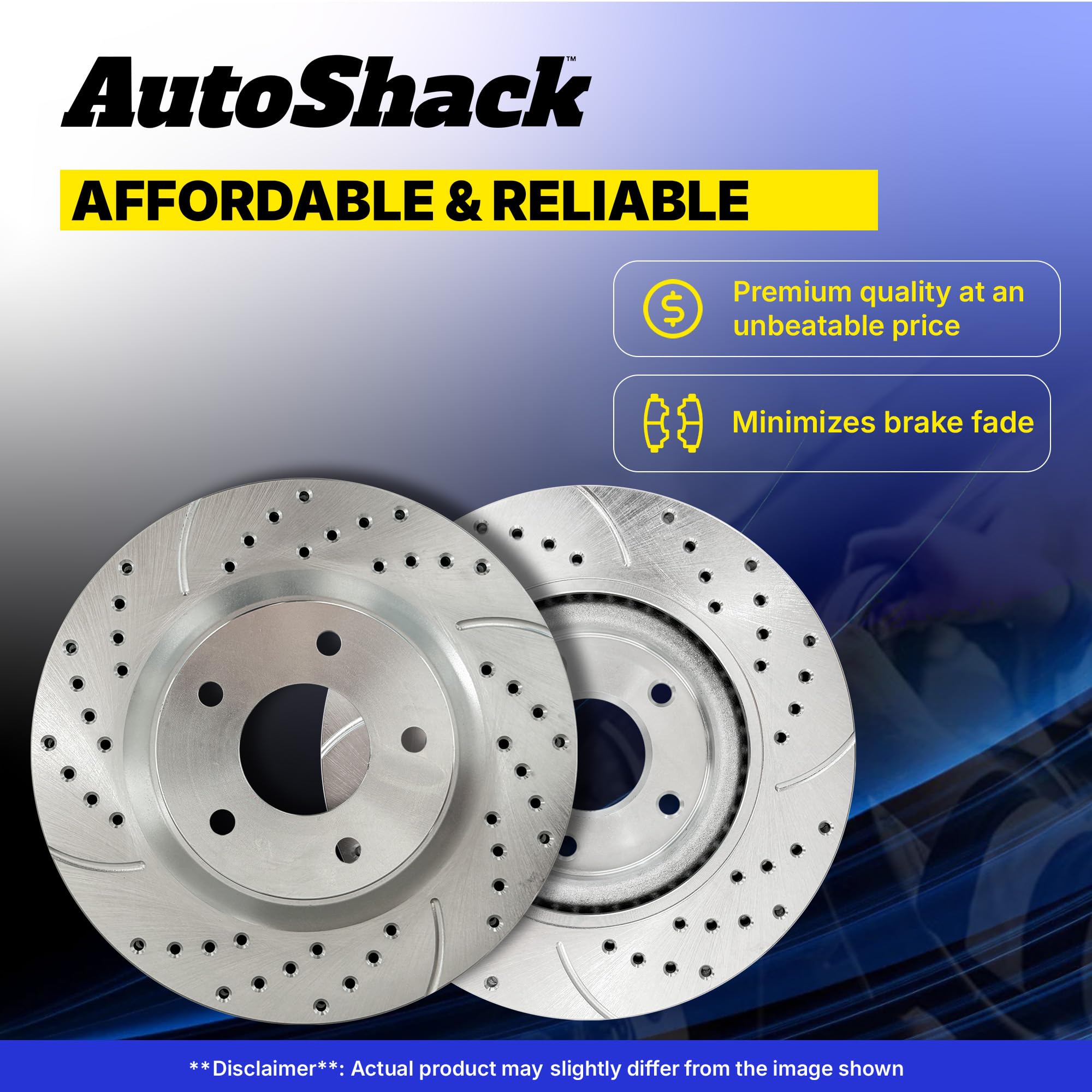 AutoShack Front Drilled Slotted Brake Rotors Silver Pair of 2 Driver and Passenger Side Replacement for 2007-2012 Nissan Sentra Versa 2009-2014 Cube 1.8L 2.0L FWD PR41465DSZPR