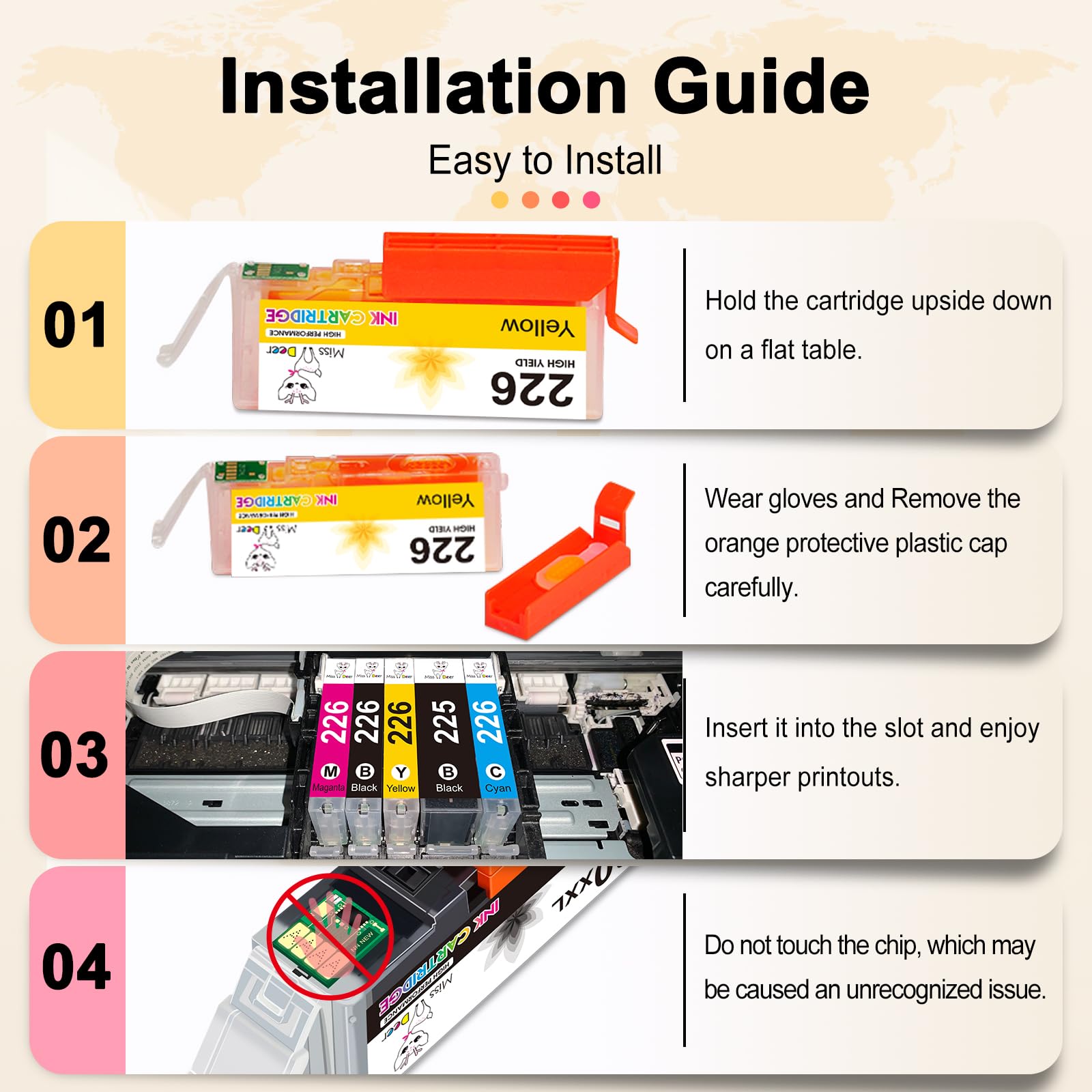 Miss Deer Compatible PGI-225 CLI-226 Ink Cartridges Replacement for Canon PGI225 CLI226 for PIXMA iP4920 iX6520 MG5120 MG6120 MG8120 MX892 MG8120B MG5220 Printer 20 Combo Pack (3 Sets + 2 PGI-Black)
