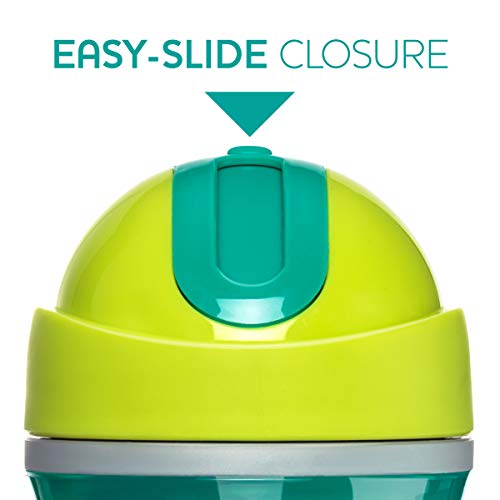 Chicco Insulated Flip-Top Straw Spill Free Baby Sippy Cup 9oz, Green/Teal, 12m+ (2pk)