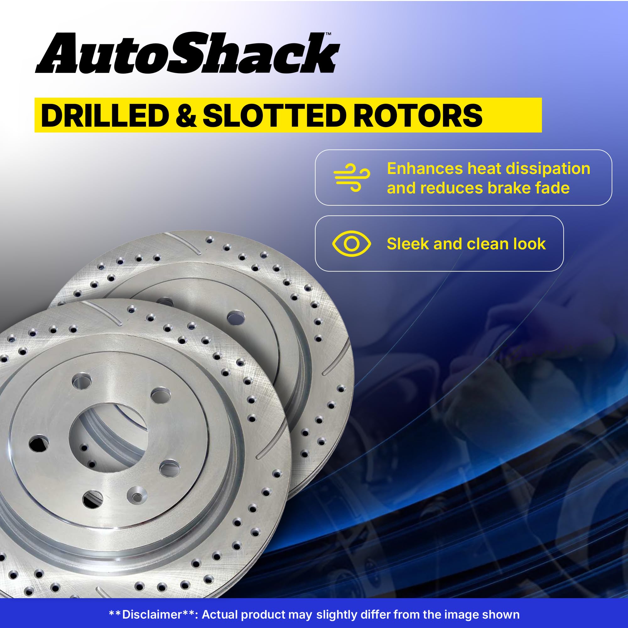 AutoShack Front Drilled Slotted Brake Rotors Silver Pair of 2 Driver and Passenger Side Replacement for 2007-2012 Nissan Sentra Versa 2009-2014 Cube 1.8L 2.0L FWD PR41465DSZPR