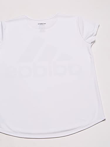 adidas Girls' Big Short Sleeve Scoop Neck Tee T-Shirt, White BOS Foil Rainbow, Large