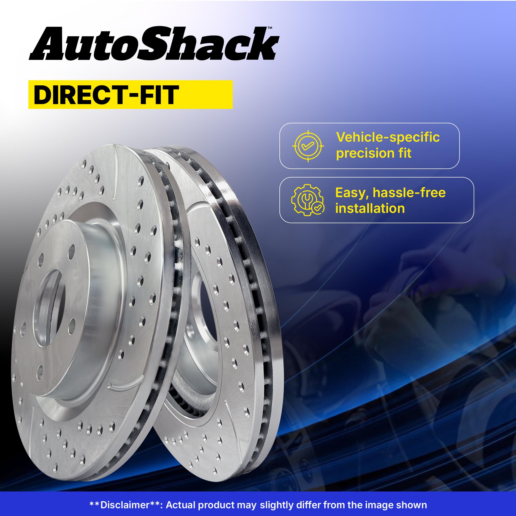 AutoShack Front Drilled Slotted Brake Rotors Silver Pair of 2 Driver and Passenger Side Replacement for 2007-2012 Nissan Sentra Versa 2009-2014 Cube 1.8L 2.0L FWD PR41465DSZPR