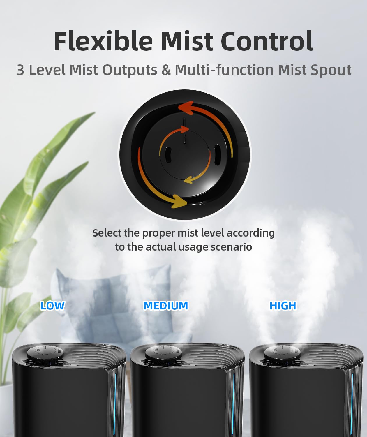 BREEZOME 6L Humidifiers for Bedroom Large Room & Essential Oil Diffuser, Ultrasonic Top Fill Cool Mist Humidifiers for Baby, Plants, Nursery Last up to 60 Hours, Smart Humidistat Control, Ultra Quiet