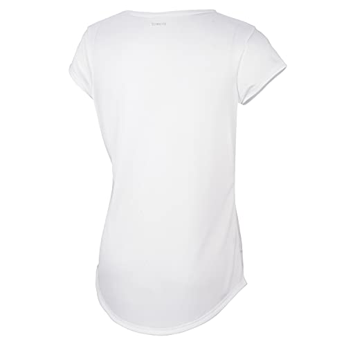 adidas Girls' Big Short Sleeve Scoop Neck Tee T-Shirt, White BOS Foil Rainbow, Large