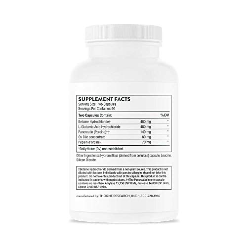 Thorne Bio-Gest - Blend of Digestive Enzymes to Aid Digestion - Gut Health Support with Pepsin, Ox Bile & Pancreatin - 180 Capsules - 90 Servings