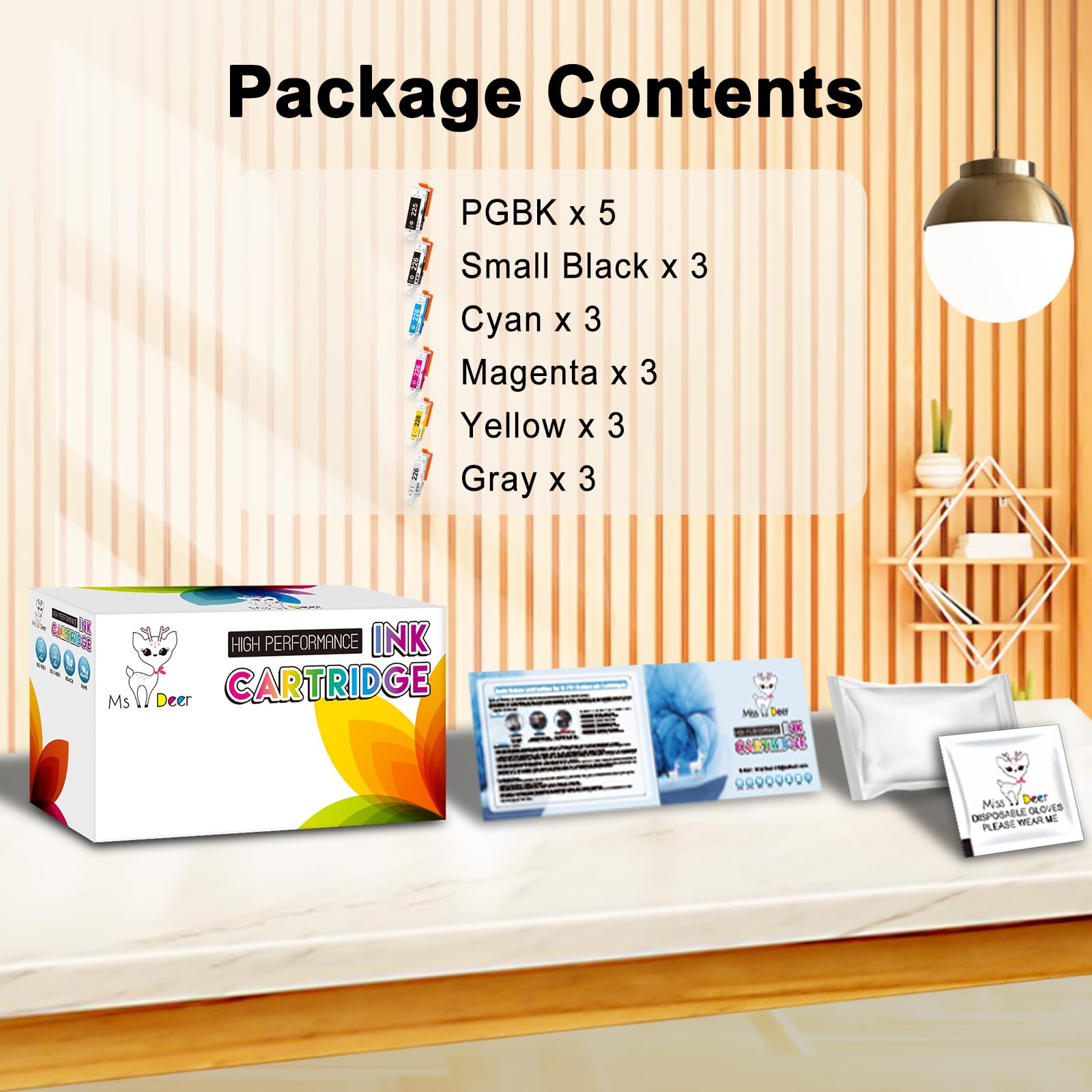 Miss Deer Compatible PGI-225 CLI-226 Ink Cartridges Replacement for Canon PGI225 CLI226 for PIXMA iP4920 iX6520 MG5120 MG6120 MG8120 MX892 MG8120B MG5220 Printer 20 Combo Pack (3 Sets + 2 PGI-Black)
