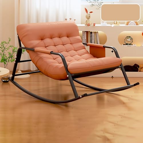 Rocking Chair Oversized Rocker Patio Chairs Indoor & Outdoor Camping Chairs, Padded Cushion Rocker Recliner Chair For Front Porch, Garden, Backyard, 330lbs Weight Capacity ( Color : Orange , Size : Wi