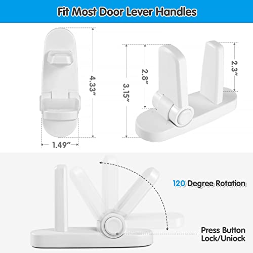 RENAISSANT 2 Pack - Childproof Door Lever Lock, Prevents Toddlers from Opening Doors, Easy One Hand Operation Door Locks for Kids Safety, ABS with Damage-Free 3M Adhesive Child Safety Door Handle Lock