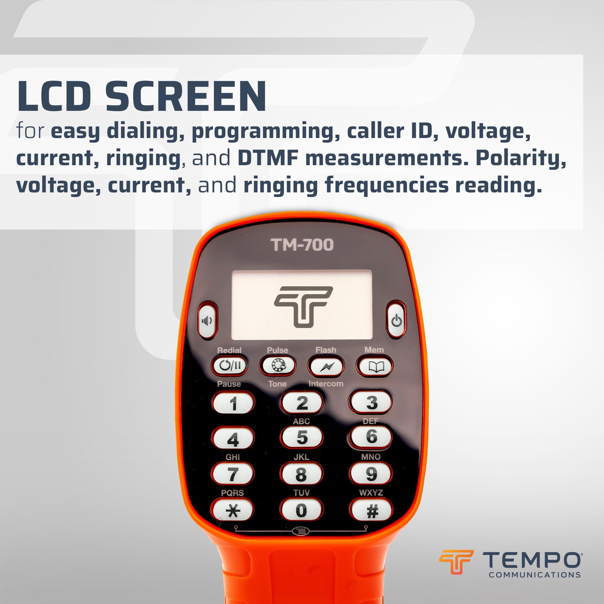 Tempo Communications TM-700 Butt Set/Lineman Telephone Test Set with LCD Display - Professional Grade (Latest Model)
