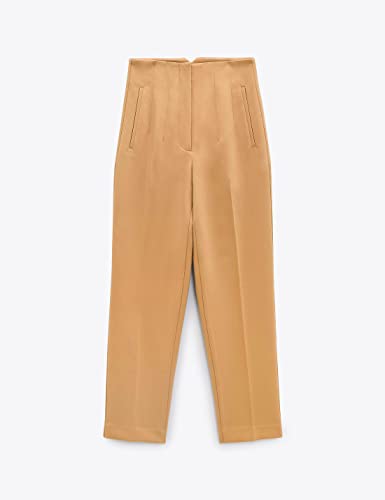 Ugerlov Women's High Waisted Dress Pants Work Business Casual Slacks Tapered Ankle Pants with Pockets, Orange Yellow Large