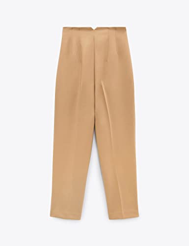 Ugerlov Women's High Waisted Dress Pants Work Business Casual Slacks Tapered Ankle Pants with Pockets, Orange Yellow Large