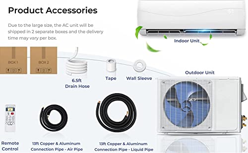SIMOE 12000BTU Mini Split Air Conditioner and Heater, 115V 20 SEER2 Ductless AC Unit with 1 Ton Heat Pump & Ductless Inverter System, Energy Efficient Unit Rooms up to 750 Sq.Ft