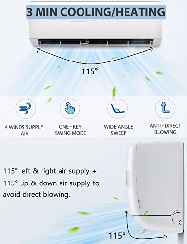SIMOE 12000BTU Mini Split Air Conditioner and Heater, 115V 20 SEER2 Ductless AC Unit with 1 Ton Heat Pump & Ductless Inverter System, Energy Efficient Unit Rooms up to 750 Sq.Ft