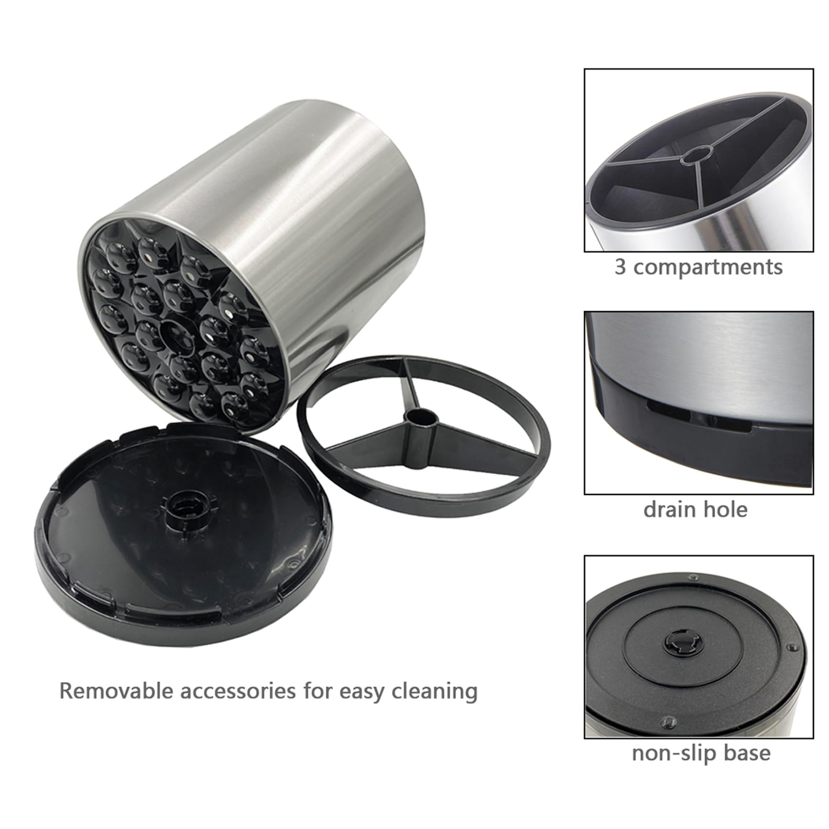 WSKC Stainless Steel Rotating Utensil Holder, 6.2L X 6.2W X 8H