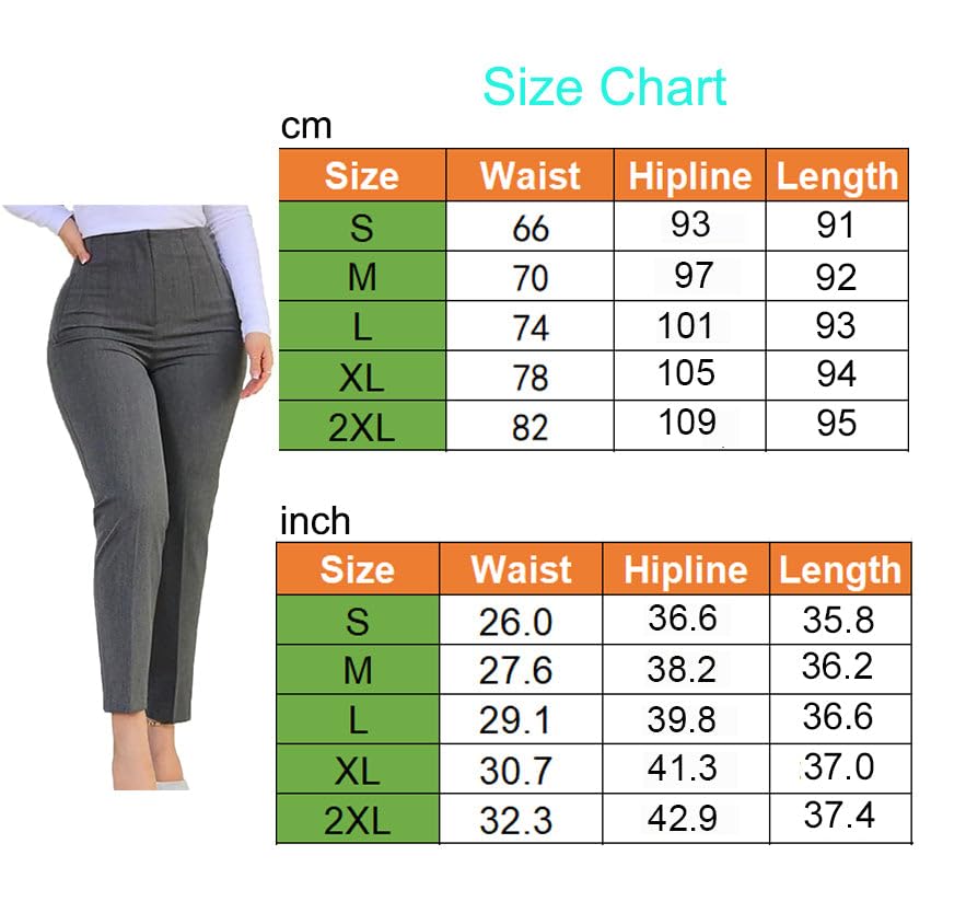 BIRW Womens High Waisted Pants Trendy Skinny Business Work Casual Pencil Trousers with Pockets Size Medium Dark Green