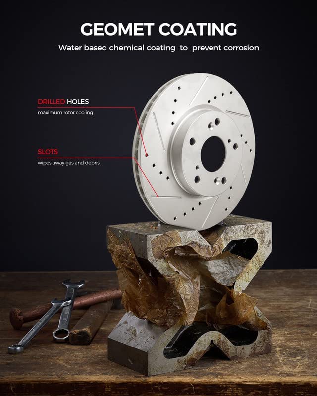 KAX Rear Disc Brake Rotors Drilled & Slotted Replacement for FX35 2003-2012, FX45 2003-2008, Q50 2014-2019, MURANO 2003-2019 Excluding 2008, PATHFINDER 2013-2019, QUEST 2004-2017 Excluding 2010