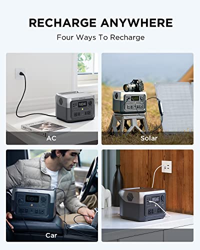 EF ECOFLOW Portable Power Station RIVER 2 Max, 512Wh LiFePO4 Battery/ 1 Hour Fast Charging, Up To 1000W Output Solar Generator (Solar Panel Optional) for Outdoor Camping/RVs/Home Use