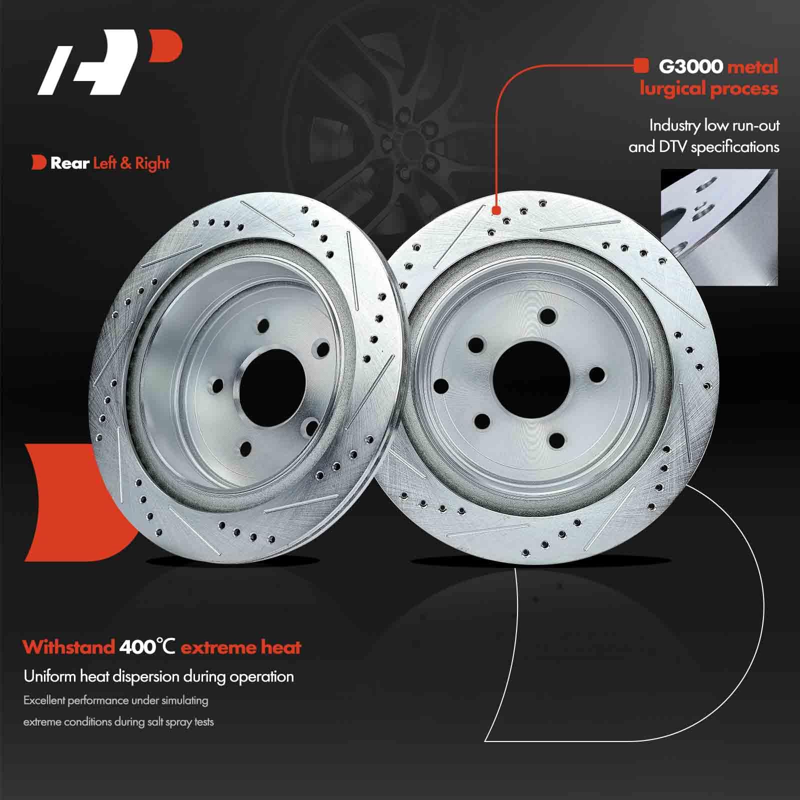 A-Premium 12.23 inch (310.6mm) Rear Drilled and Slotted Disc Brake Rotors Compatible with Select Nissan and Infiniti Models - Pathfinder 2013-2019, Quest, Murano, Q50, Q60, Q70, FX35, FX37, M37
