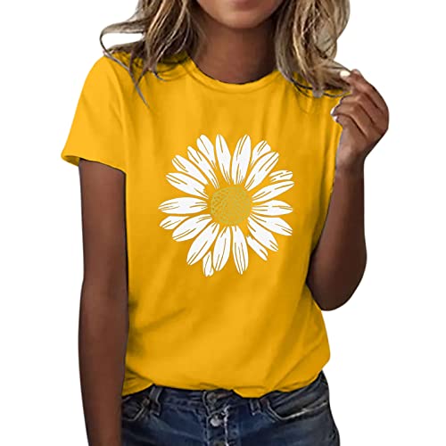 Plus Size Tops for Women Short Sleeve Womens Short Sleeve Tunic Tops for Leggings Pullover V Neck Casual Summer Tops Plus Size Short Shirts for Women to Wear with Leggings Yellow